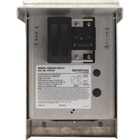 Generac Manual Generator Transfer Switch 30 Amps 125250 Volts