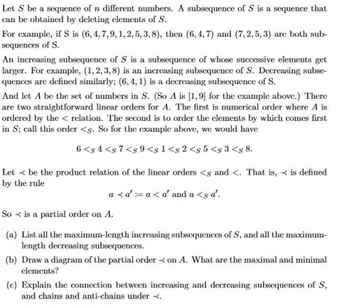 Solved Let S Be A Sequence Of N Different Numbers A Chegg Com