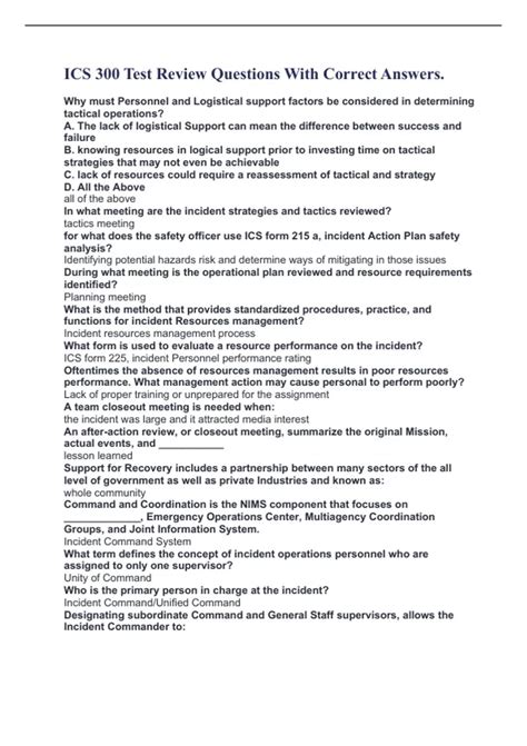 Ics 300 Test Review Questions With Correct Answers Ics 300 Stuvia Us