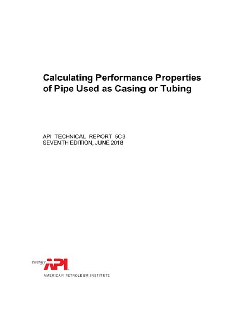 Api Tr 5c3 2018 套管、管道和用作套管或管道的线管的等式和计算技术报告 Pdf