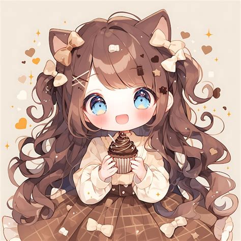 Premium Photo Cute Anime Girl With Brown Hair And Cat Ears Holding A
