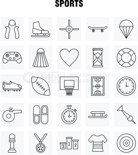 Ui免抠元素 用于web，打印和移动ux Ui套件的sports Line图标如：足球，足球鞋，运动鞋，运动鞋，心脏，象形图包 矢量 素材免费下载 1332像素 Eps格式 编号