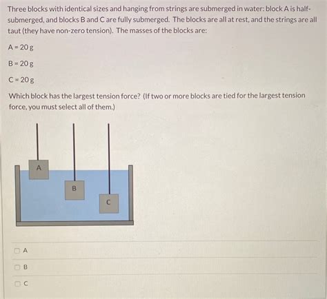 Solved Three Blocks With Identical Sizes And Hanging From