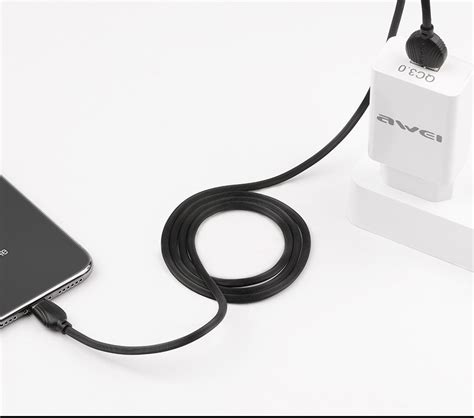 Morejoy Awei Cl M A Miscro Usb Fast Charging Data Cable For Mobile Phones Black Umart