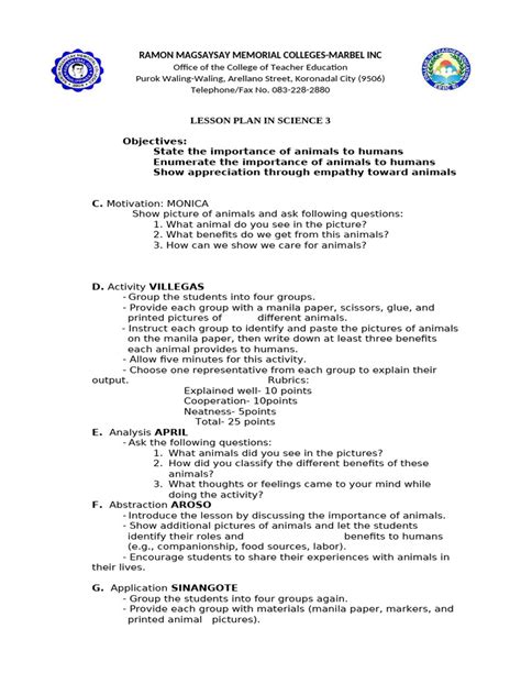Sci1 Lesson Plan Final Pdf Cognitive Science Cognition