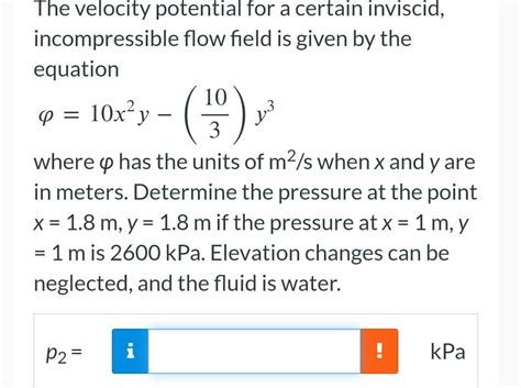 [solved] the velocity potential for a certain inv