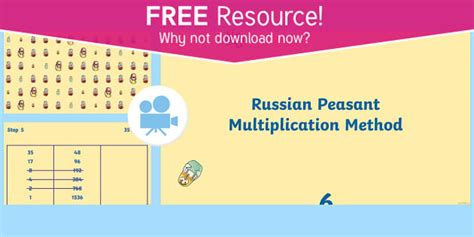 FREE Alternative Maths Methods Russian Peasant Multiplication Animation