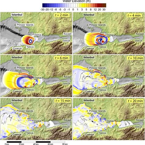 Propagation Of The Scl Tsunami At Different Time Steps Up To 20 Min