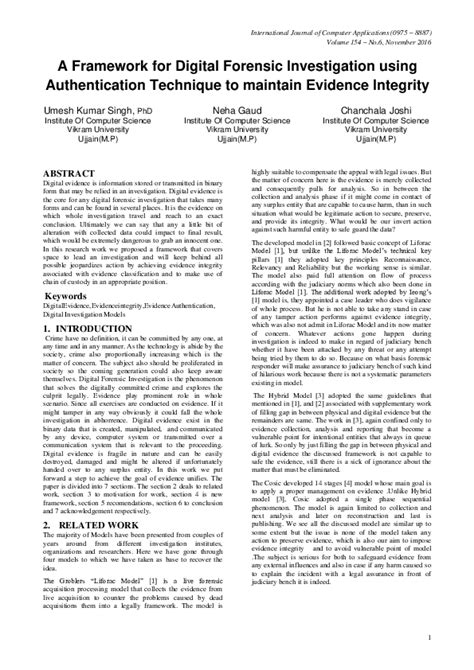 Pdf A Framework For Digital Forensic Investigation Using
