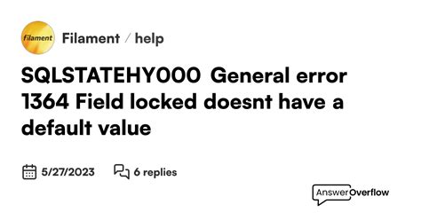 Sqlstate Hy000 General Error 1364 Field Locked Doesnt Have A