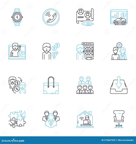 Mobile Banking Linear Icons Set Convenience Security Efficiency