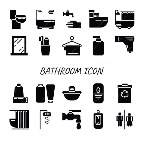 Premium Vector Bathroom Icon Set Solid Style