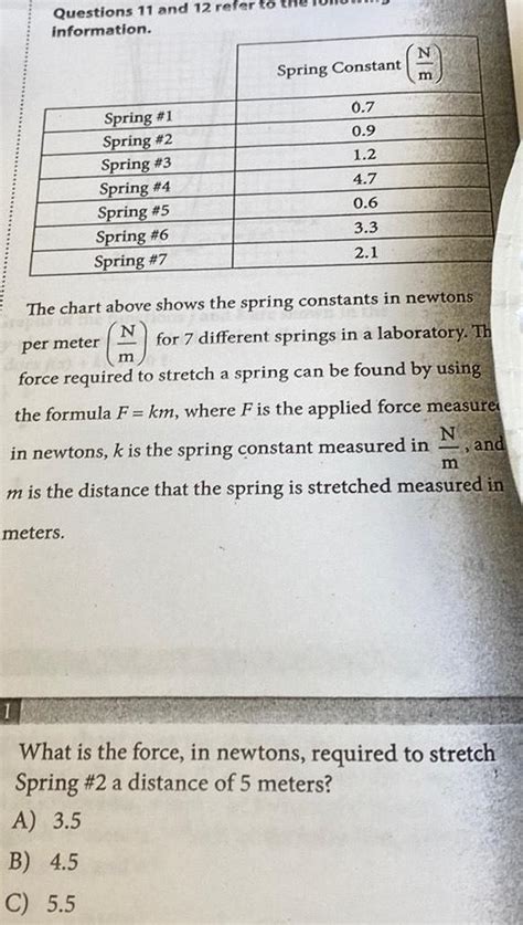 Answered Questions 11 And 12 Refer To Information Spring 1 Spring 2 Kunduz
