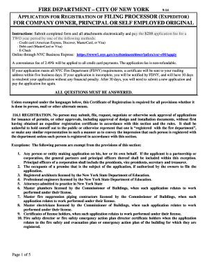 Fillable Online Nyc APPLICATION FOR REGISTRATION OF FILING NYC Gov Nyc Fax Email Print