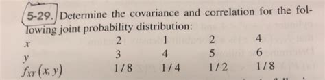Solved 5 29 Determine The Covariance And Correlation For Chegg Com