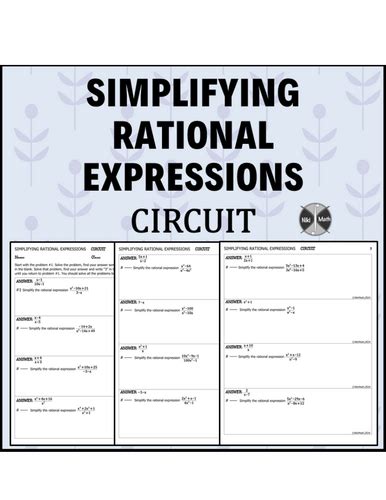 Simplifying Rational Expressions Circuit 12 Problems Teaching Resources