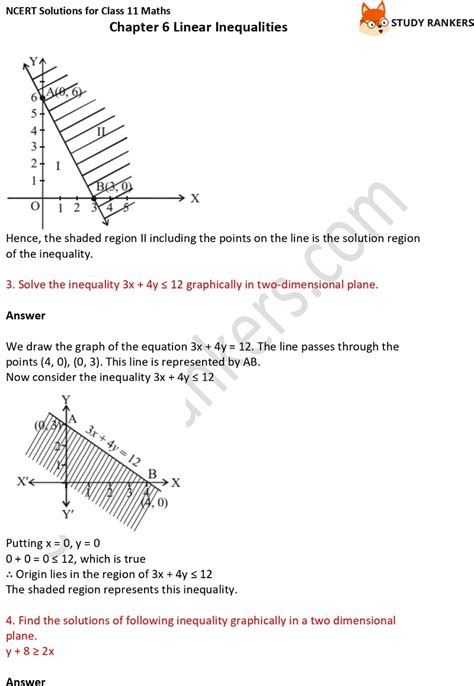 Ncert Solutions For Class 11 Maths Chapter 6 Linear Inequalities