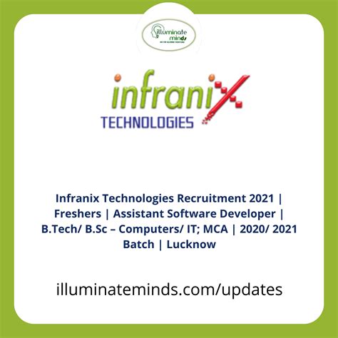 Infranix Technologies Recruitment 2021 Freshers Assistant Software