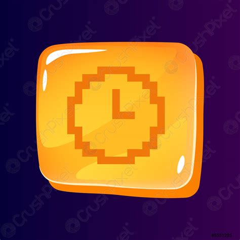 Clock Setup Glossy Ui Button With Pixelated Icon Stock Vector 5551235