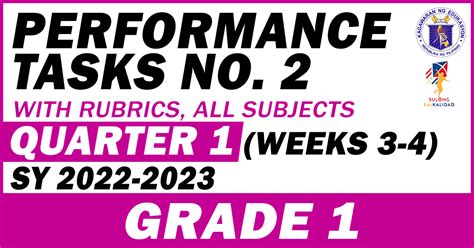 Grade 1 Quarter 1 Performance Tasks No 2 Weeks 3 4 Sy 2022 2023 Deped Click
