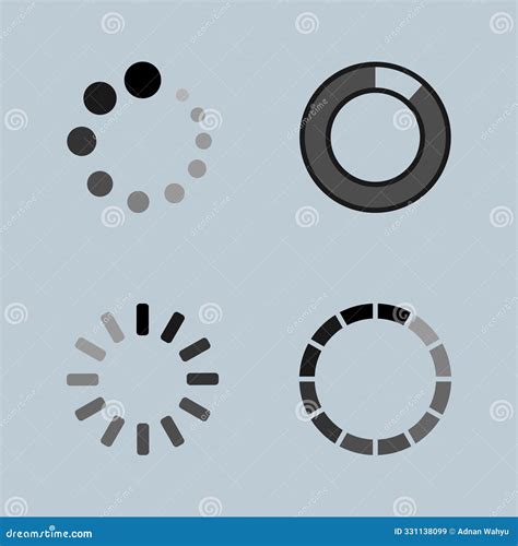 Circle Loading Progress Bars Dark Version Vector Illustration 189124466