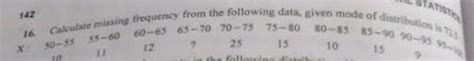 Calculate Missing Frequency From The Following Data Given Mode Of Distri