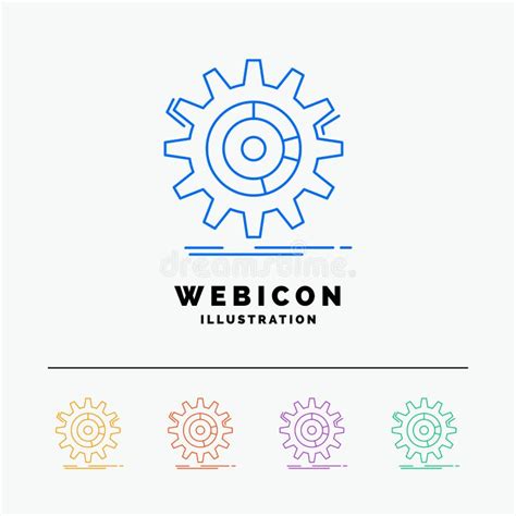 Setting Data Management Process Progress 5 Color Line Web Icon Template Isolated On White