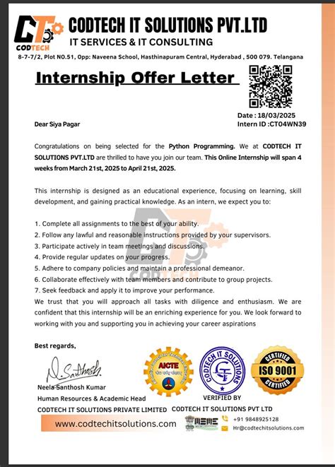 Internship Python Learning Growth Careerdevelopment Siya Pagar