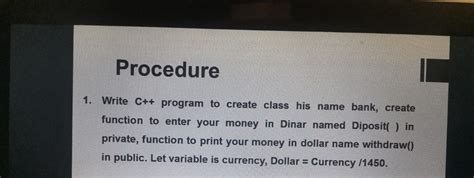 Solved Procedure 1 Write C Program To Create Class His