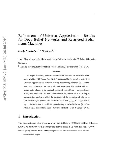 Pdf Refinements Of Universal Approximation Results For Deep Belief