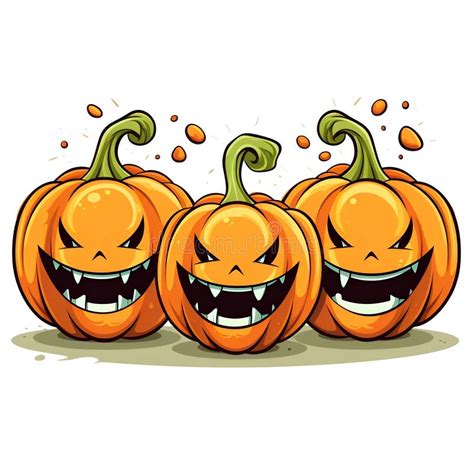 Three Spooky Pumpkins Stock Illustration Illustration Of Grinning