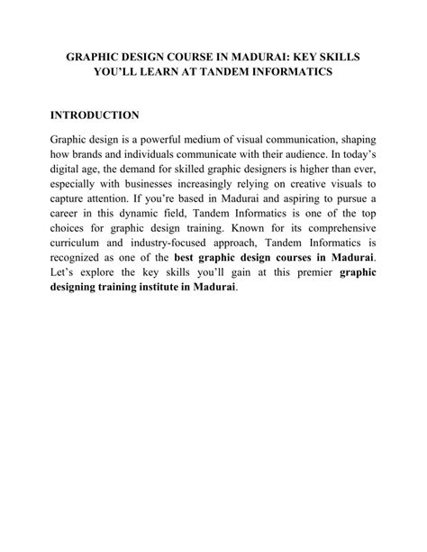 Ppt Graphic Design Course In Madurai Powerpoint Presentation Free