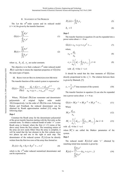 Reduction Of Linear Time Invariant Systems Using Routh Approximation
