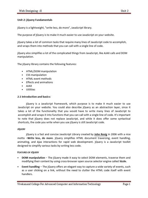 Unit 2 Pdf J Query Software Engineering
