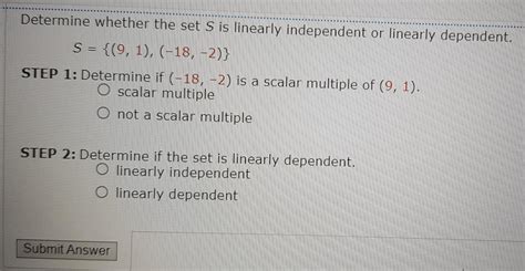 Solved Determine Whether The Set S Is Linearly Independent Chegg Com