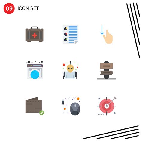 9 Flat Color Concept For Websites Mobile And Apps Alien Internet Down Globe Hand Editable Vector