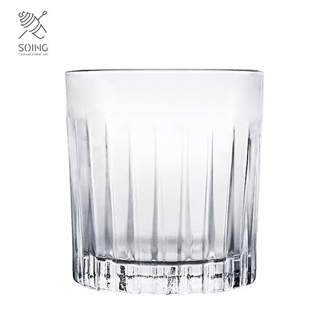 Old Fashioned Striped Crystal Whiskey Glass 370ml Soing Bartender