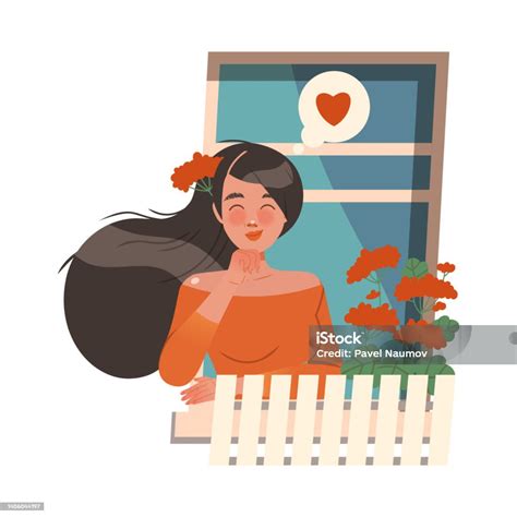 열린 창문에 서서 이웃과 이야기하는 여성 벡터 일러스트 레이 션 거리에 대한 스톡 벡터 아트 및 기타 이미지 거리 건물 정면 격리 Istock