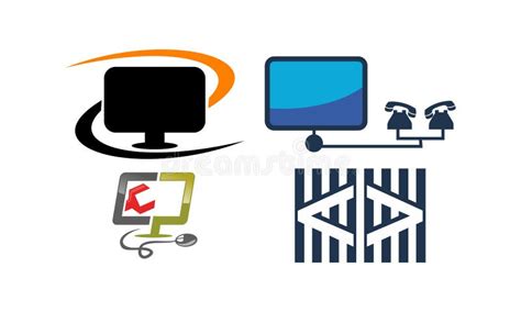 computer solution business logo stock vector illustration of building