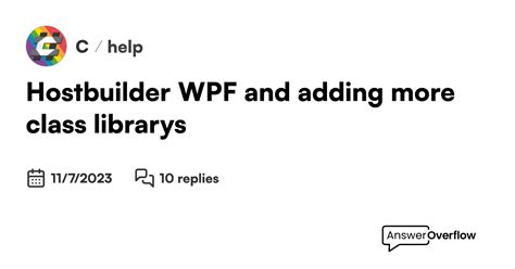 Hostbuilder Wpf And Adding More Class Librarys C
