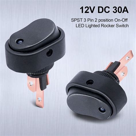 12v Rocker Switch 30a Spst 3 Pin On Off Rocker Toggle Switch Chaser Warning Light
