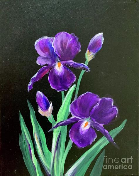 Iris Flower Painting Iris Flowerfloral Watercolor Painting Art Print