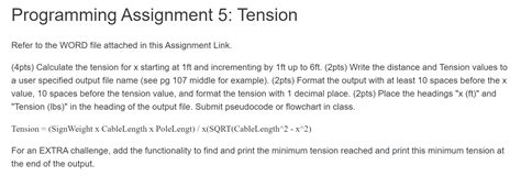 Programming Assignment 5 Tension Refer To The WORD Chegg