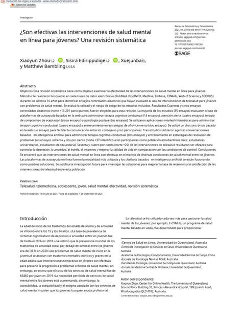 Zhou Et Al 2021 Are Online Mental Health Interventions For Youth Effective A Systematic Review