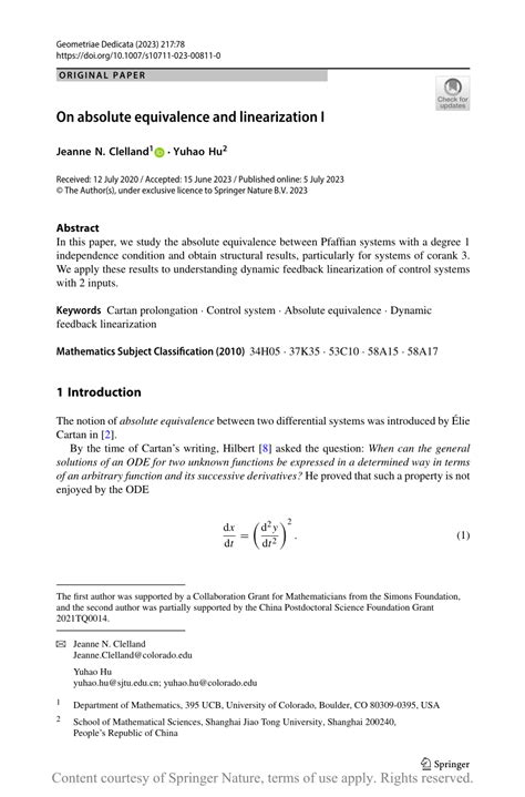 On Absolute Equivalence And Linearization I