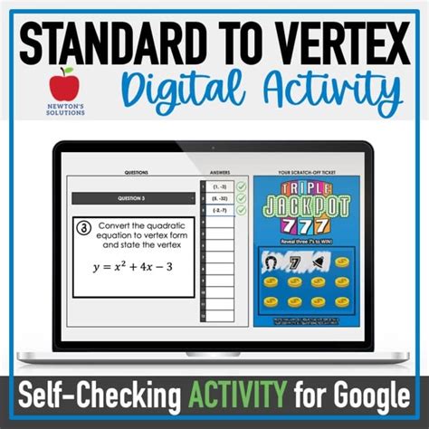 converting a quadratic from standard to vertex form digital activity