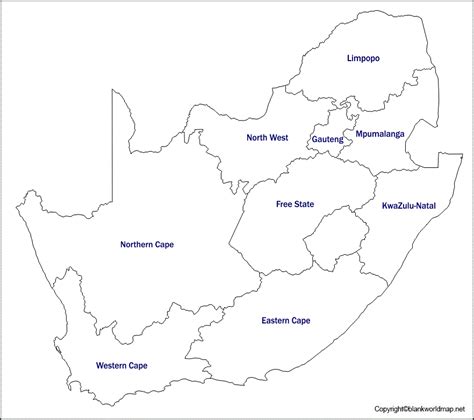 Printable Blank South Africa Map With Outline