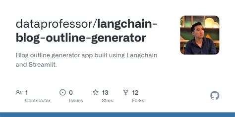 Langchain Blog Outline Generatorstreamlitapppy At Master · Dataprofessorlangchain Blog