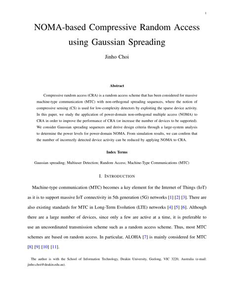 pdf noma based compressive random access using gaussian spreading