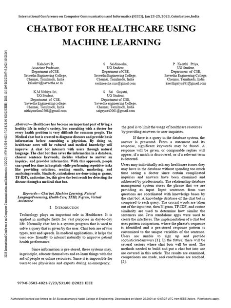 Chatbot For Healthcare Using Machine Learning Pdf Parsing Artificial Intelligence